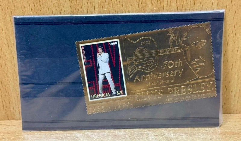 Stamp Elvis Presley 70Th Anniversary Gold Commemorative Stamp Grenada ...