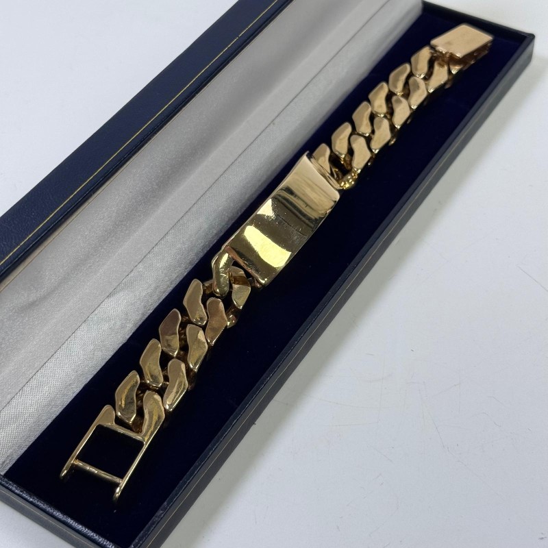 9ct Heavy Identity Bracelet Yellow Gold Bracelet 132.4G | 019300244412 ...