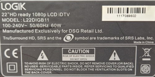 Logik 22" HD LCD TV L22digb11 22 1080P Black | 049300153148 | Cash ...