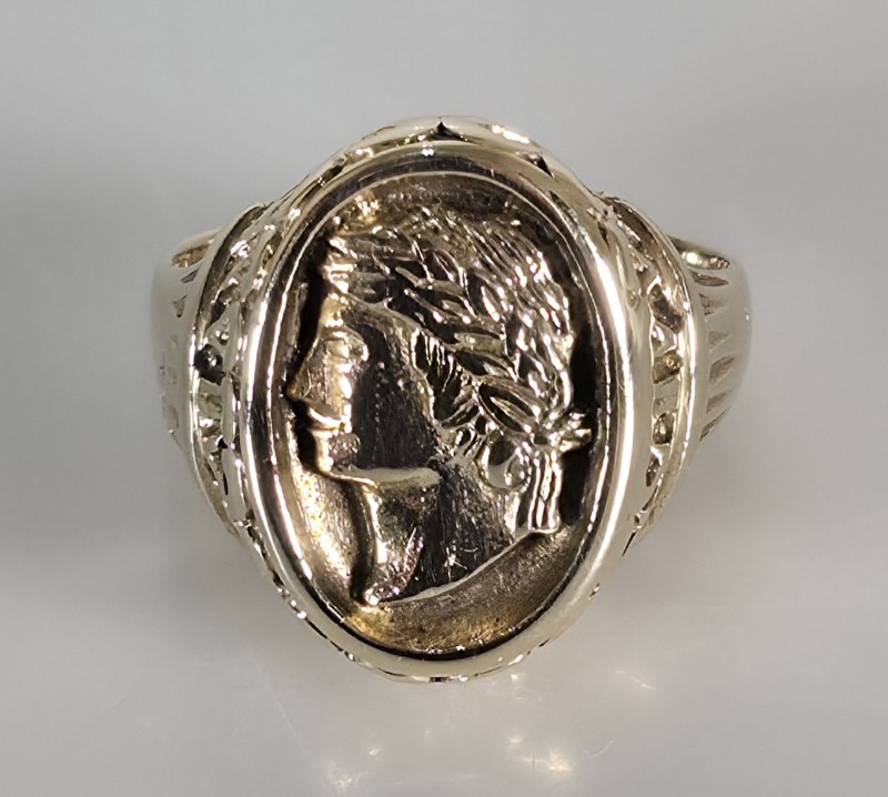 9Ct Yellow Gold Julius Caesar Signet Ring Yellow Gold Mens Ring SizeT ...