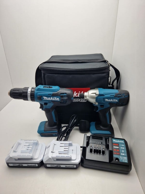 Makita 18V Drill (Hp457d) & Impact Driver (Td127d) + 2 Batteries ...