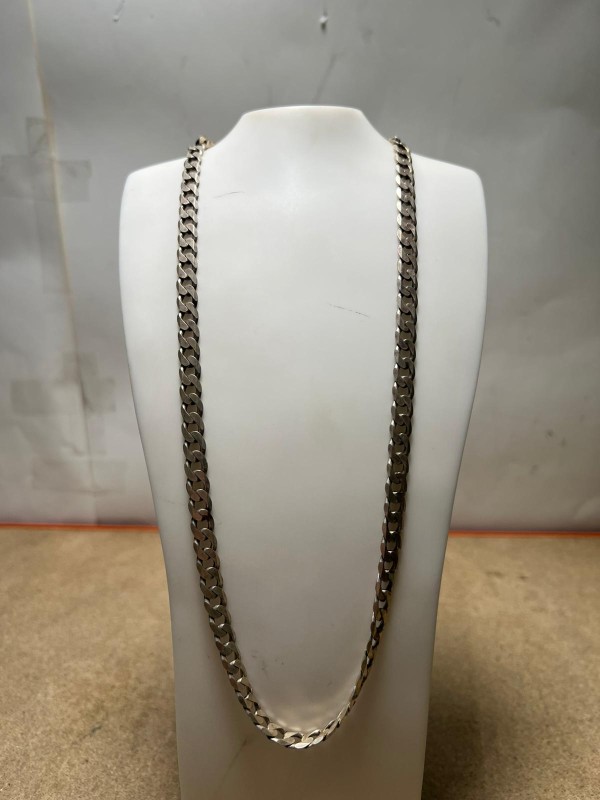 Silver 20'' Silver Curb Chain Necklace Chain Necklace 30.6G ...