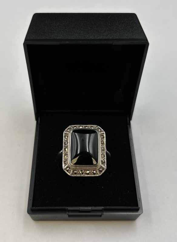 Silver Black Stone Ring Silver Ring With Stone Size S | 033400121825 ...