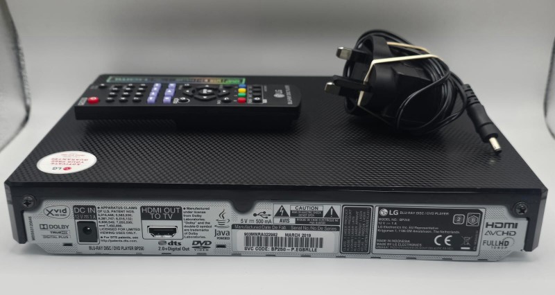 LG LG Bp250 Blu-Ray Disc Player With Power Supply & Remote Control ...