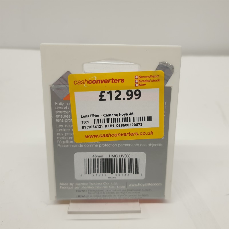 Hoya 46mm. Uv Camera Lens Filter. | 038600320072 | Cash Converters