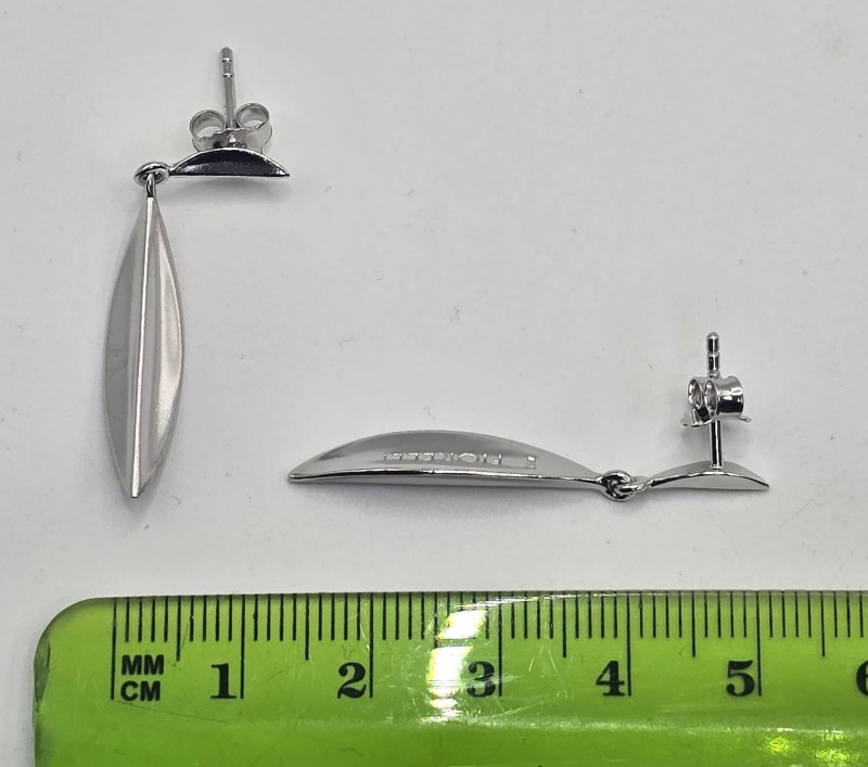 Siver Leaf Drop Earrings Silver Earring Pierced 3.9G | 046500126618 ...