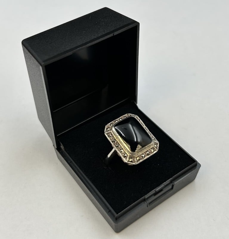 Silver Black Stone Ring Silver Ring With Stone Size S | 033400121825 ...
