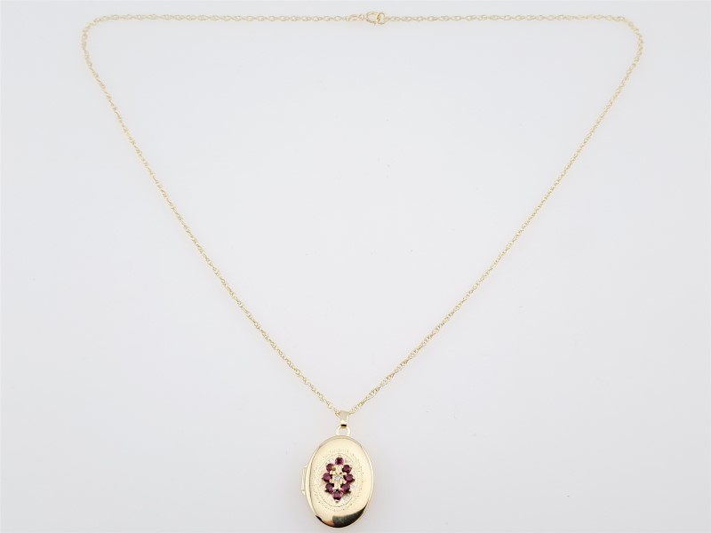 Yellow Gold Oval Locket On Prince Of Wales Chain 46cm 3.9G ...