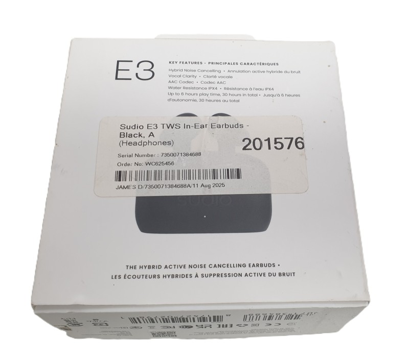 Sudio E3 Hybrid Active Noise Cancellation Black | 027700179619 | Cash ...