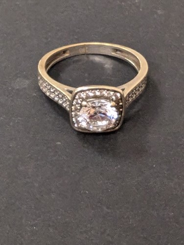 9ct White Gold Unisex Ring With Stone SizeL½ | 015400163289 | Cash ...