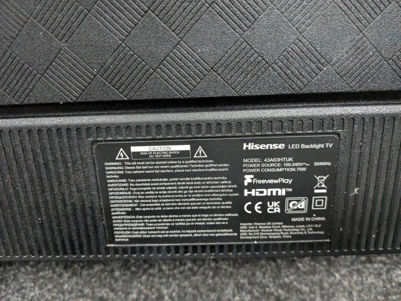 Hisense 43" Inch TV Black | 050000130542 | Cash Converters