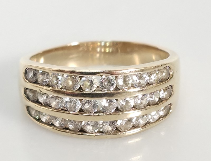 9Ct Yellow Gold Channel Set Cubic Zirconia Band Ring Yellow Gold Unisex ...