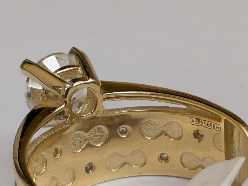 14ct Infinity Solitaire Ring Yellow Gold Unisex Ring With Stone Size S ...