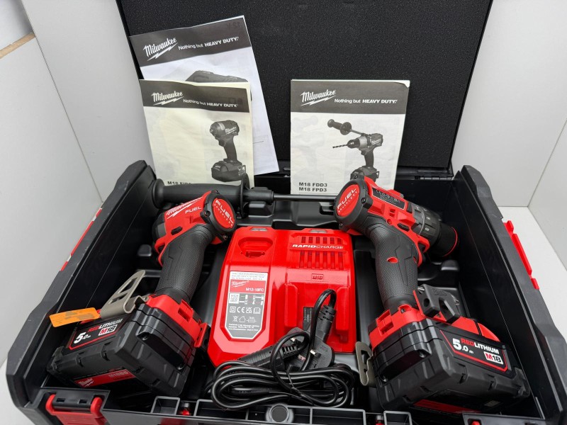 Milwaukee M18fpp2a3 M18fpp2a3-502X 18V Fuel Impact Twin Kit M18fpd3 ...