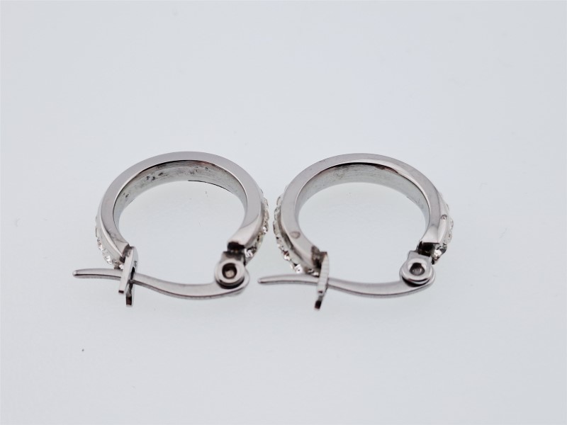 9ct Clear Stone And White Enamel Earring Pierced 2G | 030100264522 ...