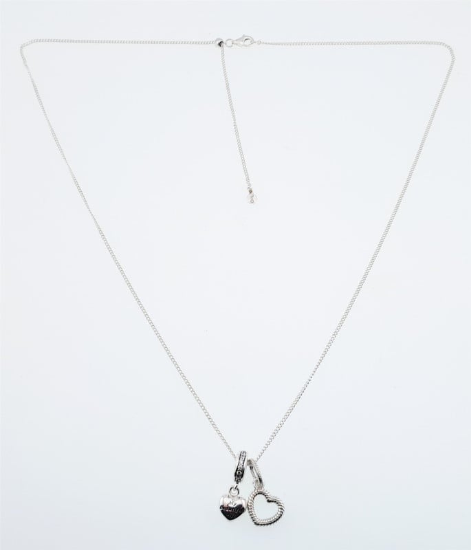 Silver Pandora Adjustable Curb Chain With 2 Charms Chain 62cm 8.7G ...