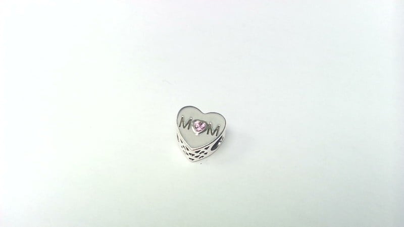 Pandora Charm Mom Heart With Pink Stone Silver Charm 1.79G ...