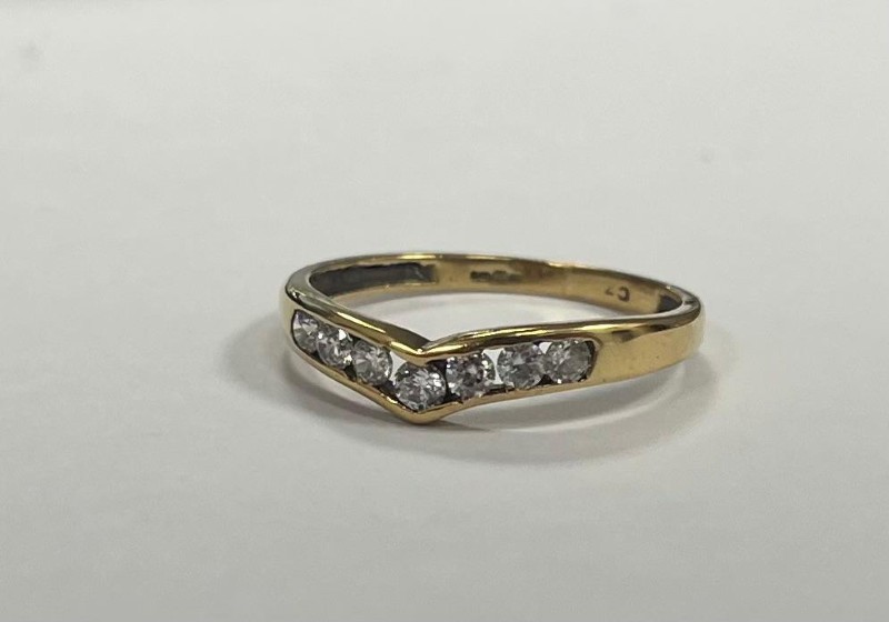 9ct Cz Wishbone Dress Ring Yellow Gold Unisex Ring With Stone Size P ...