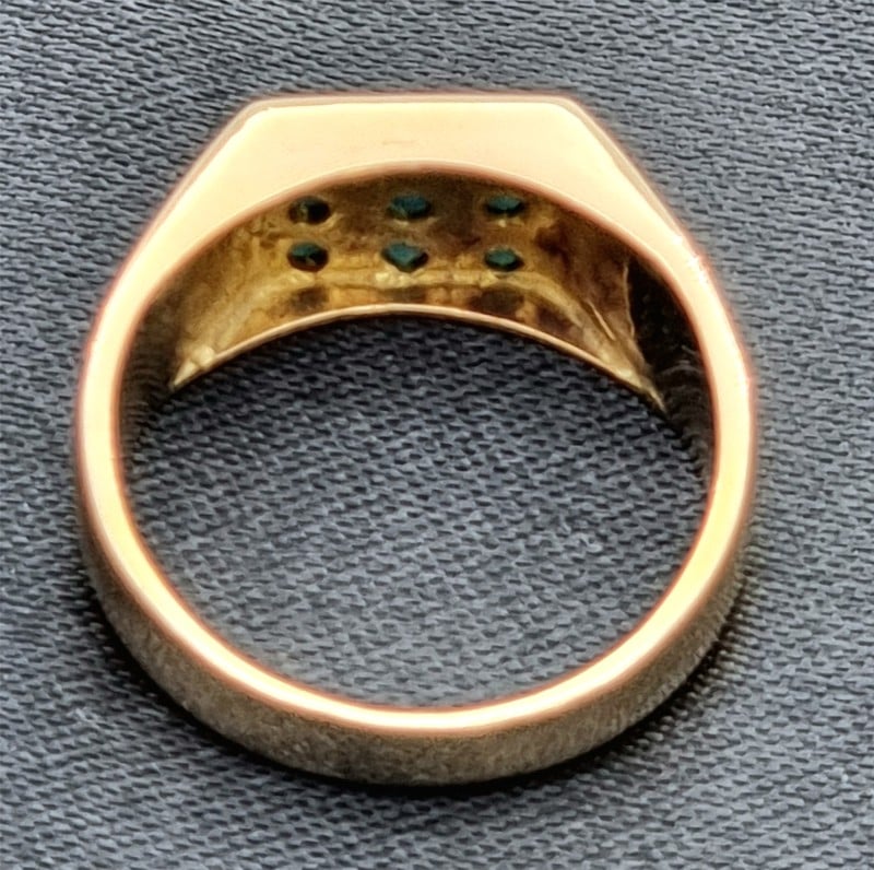 9ct Turquoise Cluster Signet Ring Yellow Gold Unisex Ring With Stone ...