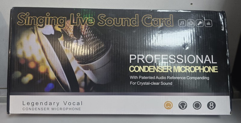 Singing Live Sound Card Professional Condenser Microphone Black ...