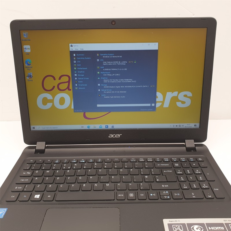 Acer Aspire Es15 15.6" Laptop Computer. Intel Celeron 4GB 500GB Black ...
