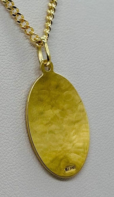 Yellow Gold 9Ct Fine Curb Link With St. Christopher Pendant Chain 9.42G ...