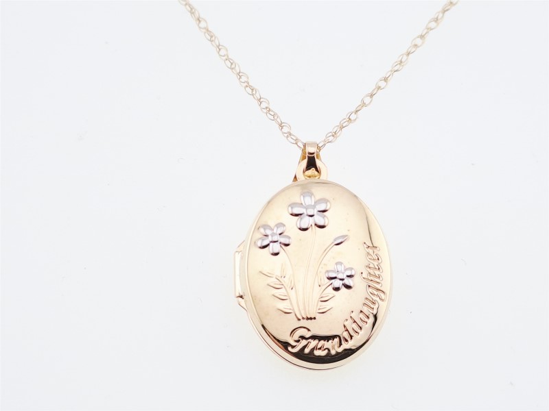 Yellow Gold Double Cable Chain With Grandaughter Locket Necklace 45cm 2 ...