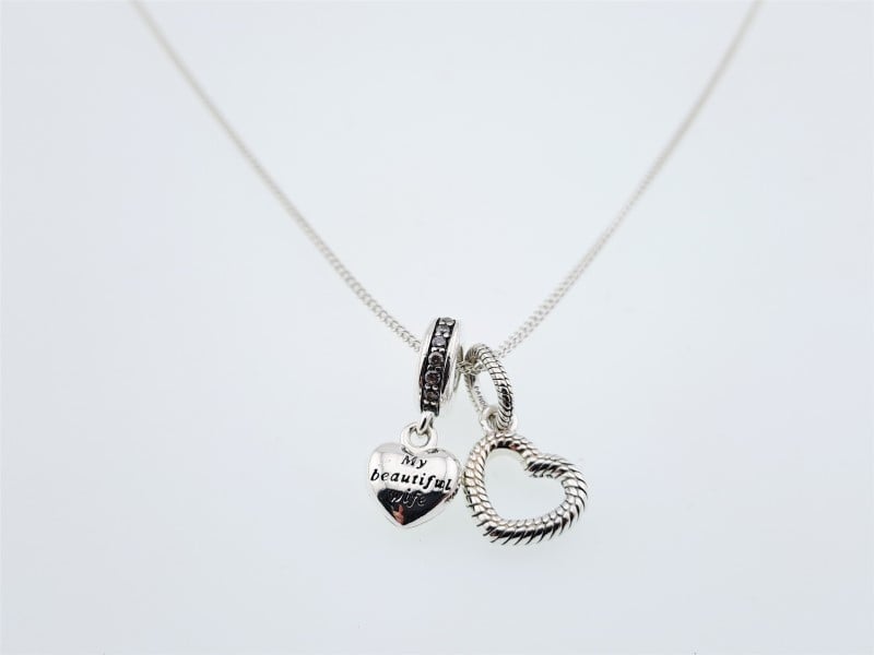Silver Pandora Adjustable Curb Chain With 2 Charms Chain 62cm 8.7G ...