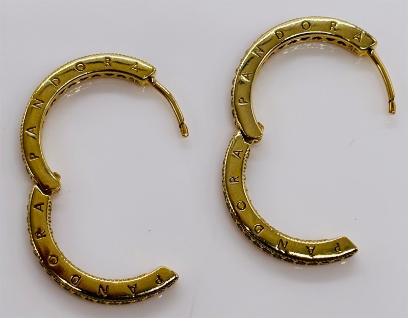 Pandora Yellow Coloured Hoop With Colourless Stones Metal Earring ...