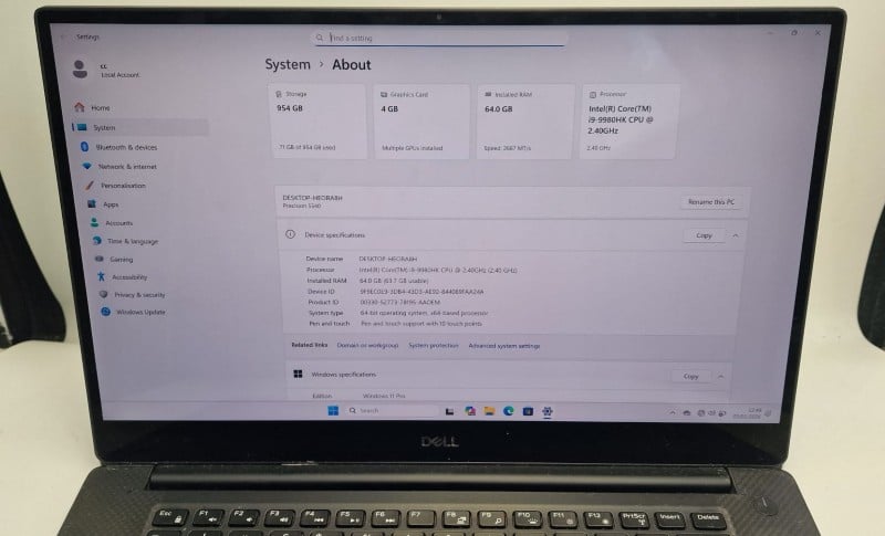 Dell Precision 7550/i9-10885H/64GB Ram/1TB SSD/T2000/15"/W11 ...