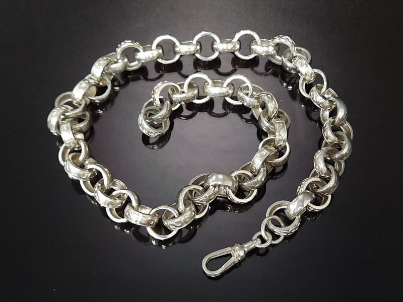 Silver ** Brand New 22.5" Patterned Belcher Chain Chain 133.8G ...