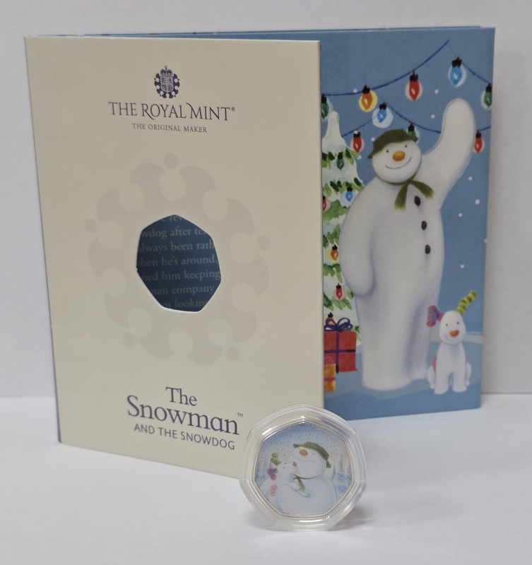 10 Years Of The Snowman & The Snow Dog 50P Metal Silver Coin 8G ...