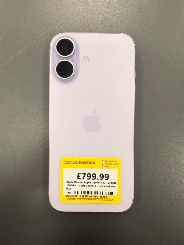 Apple iPhone 17 - 256GB - 100%Bh - Cycle Count: 0 - Unlocked Purple ...