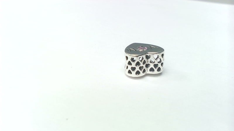 Pandora Charm Mom Heart With Pink Stone Silver Charm 1.79G ...