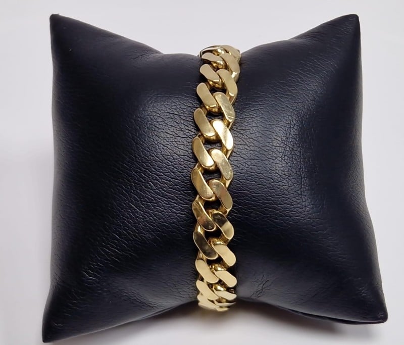 14ct 8" Pattered Curb Bracelet Yellow Gold Bracelet 15.8G ...