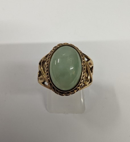 9ct Large Jade Stone Yellow Gold Ring With Stone SizeR | 048800200896 ...
