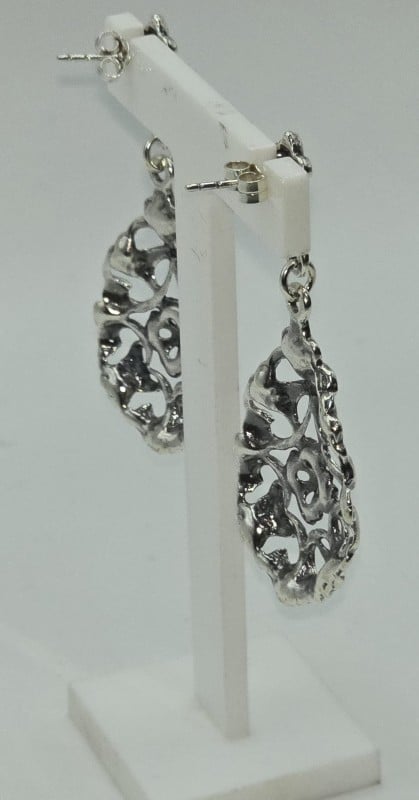 Silver Flower Drop Earrings Silver Earring Pierced 11.2G | 019300246715 ...