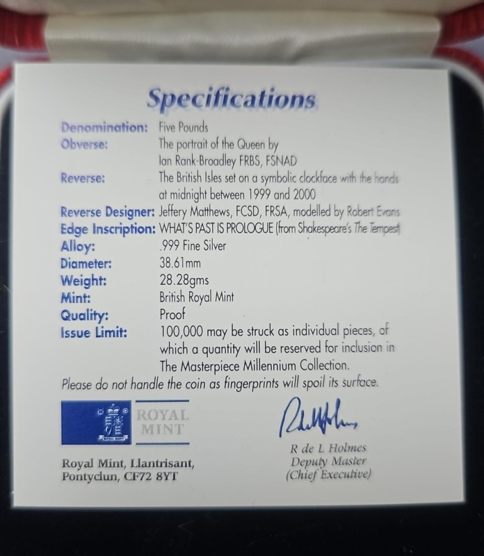 Uk Millennium Anno Domini £5 Silver Proof Coin Silver Silver Coin 1G ...