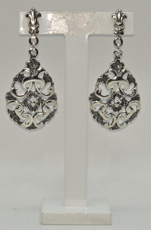 Silver Flower Drop Earrings Silver Earring Pierced 11.2G | 019300246715 ...