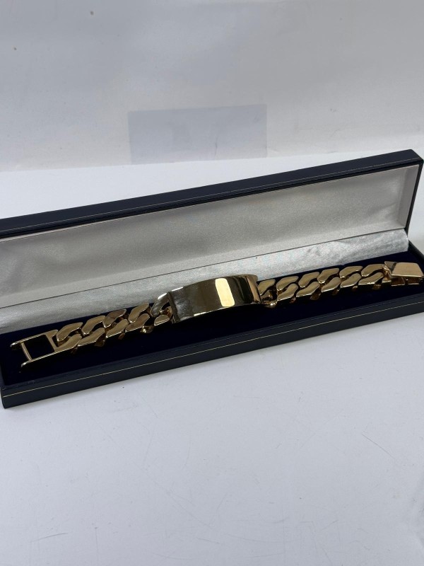 9ct Heavy Identity Bracelet Yellow Gold Bracelet 132.4G | 019300244412 ...