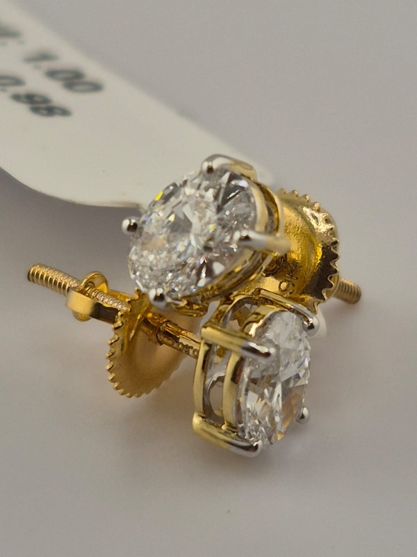 9ct Oval Cut Diamond Studs / Earring Pierced 0.9G | 030100264764 | Cash ...