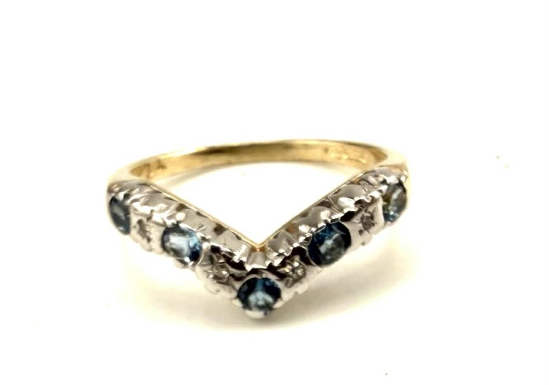 9ct With Blue Stone Work Yellow Gold Ring Size K | 030100261893 | Cash ...