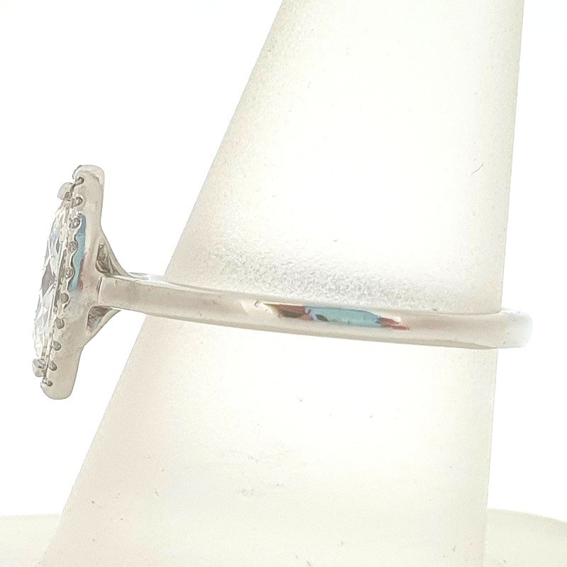 Marquise Shaped Halo Diamond Cluster Platinum Ladies Diamond Ring Size ...