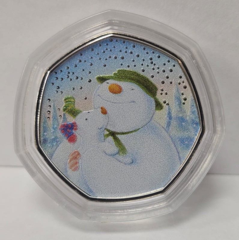 10 Years Of The Snowman & The Snow Dog 50P Metal Silver Coin 8G ...