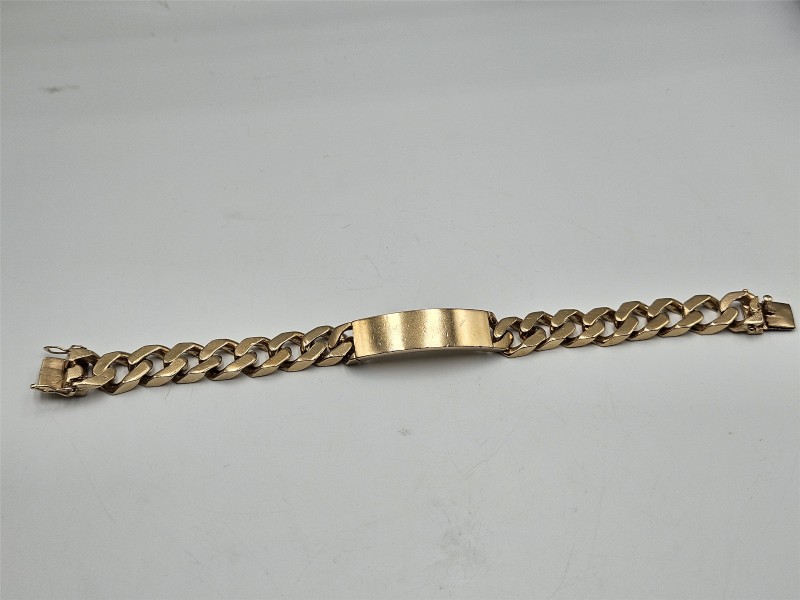 9ct 9Ct 9'' Identity Curb Chain Bracelet Yellow Gold Bracelet 79.1G ...