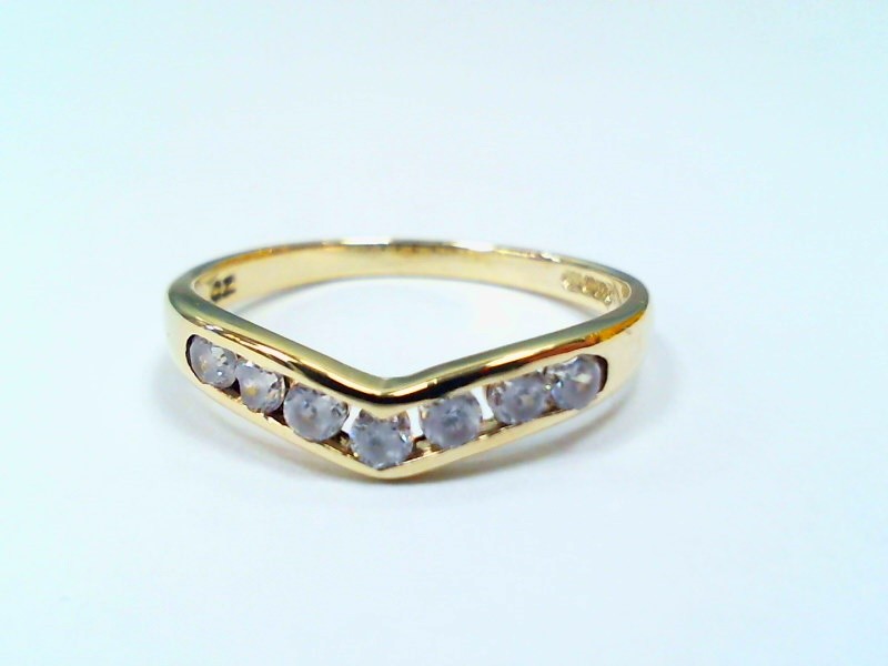 9ct 9Kt Yellow Gold Cz Wishbone Ring Size P Yellow Gold Diamond Ring ...