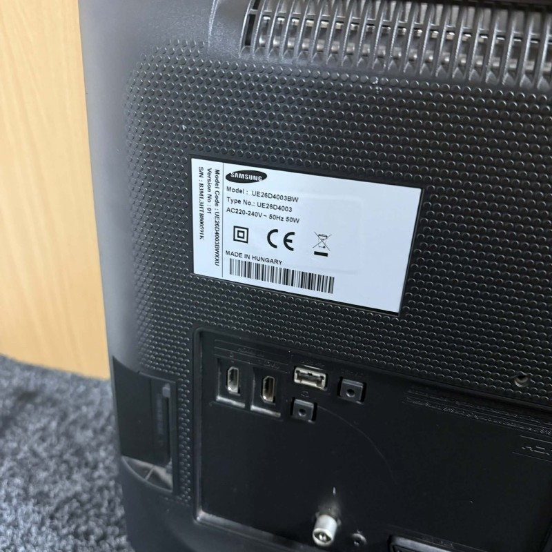 Samsung (Non Smart) 26'' Ue26d4003bw 1080I Black | 046000125832 | Cash ...