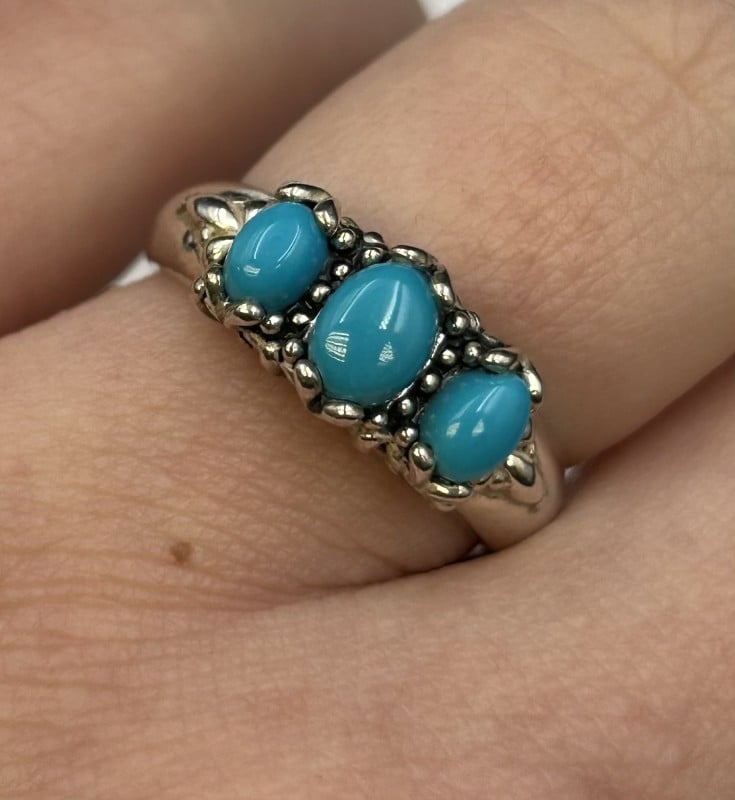 Silver Turquoise Ring Ring Size O | 033300393979 | Cash Converters
