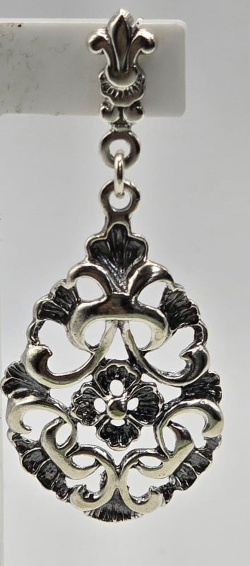 Silver Flower Drop Earrings Silver Earring Pierced 11.2G | 019300246715 ...