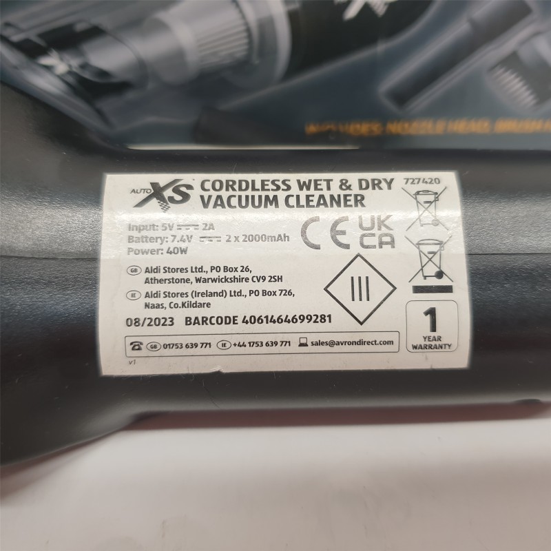 Auto Xs Cordless Wet & Dry Cordless Handheld Vacuum Cleaner. Black ...